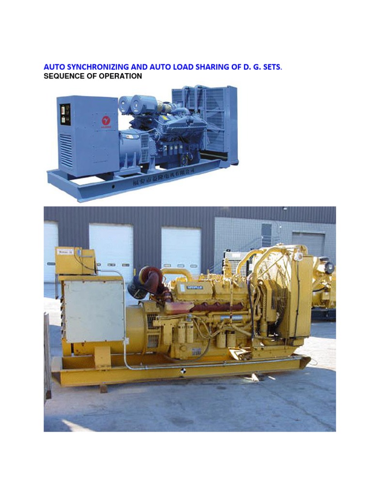 Auto Synchronization & Load Sharing for DG Sets | PDF | Mains ...