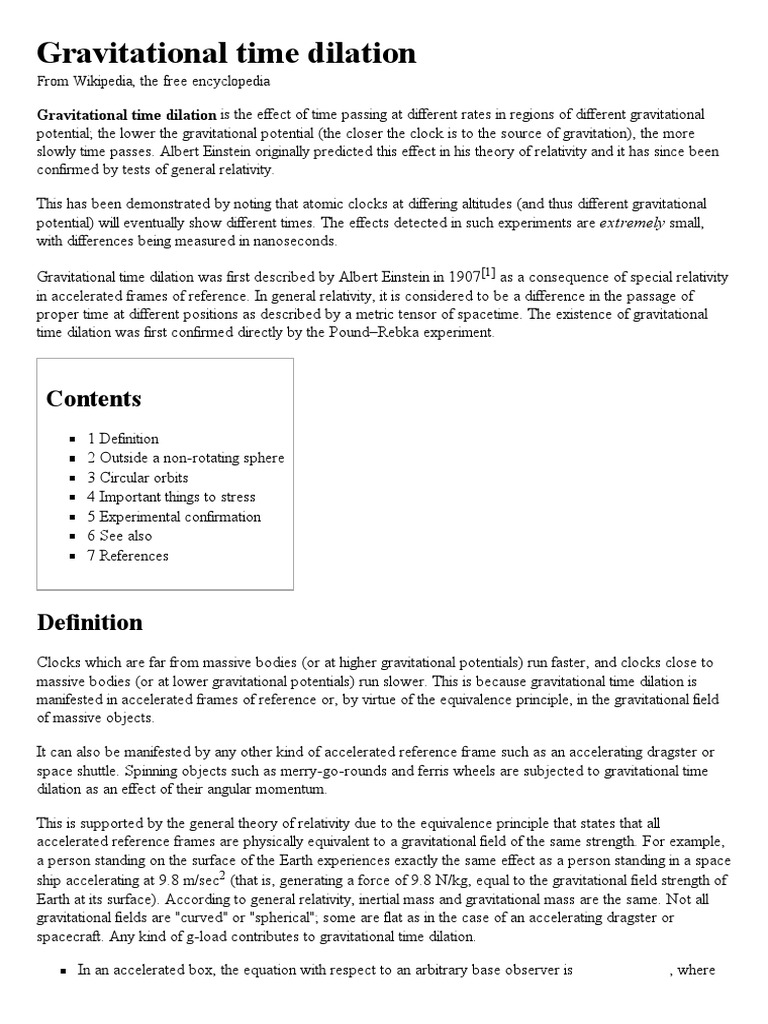 Gravitational Time Dilation Explained | PDF | Gravity | General Relativity
