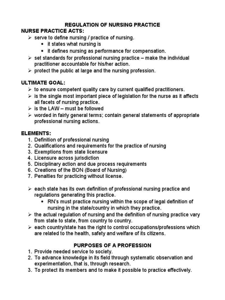 Regulation of Nursing Practice | PDF | Profession | Nursing