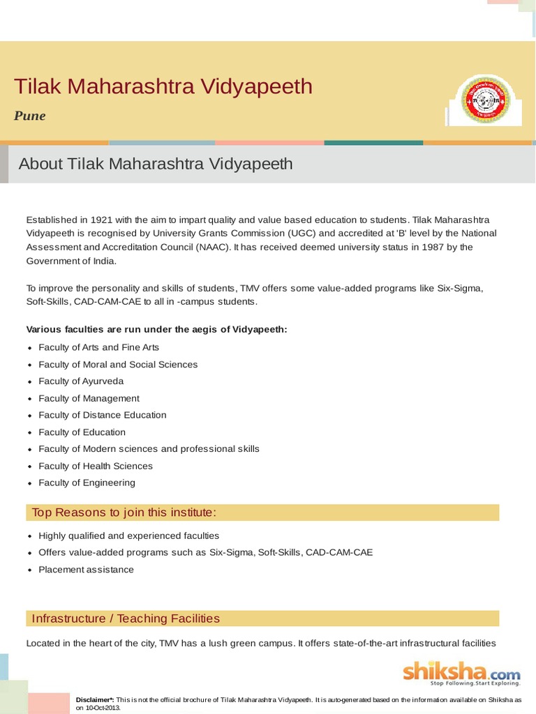 Tilak Maharashtra Vidyapeeth | PDF | Master Of Business Administration ...