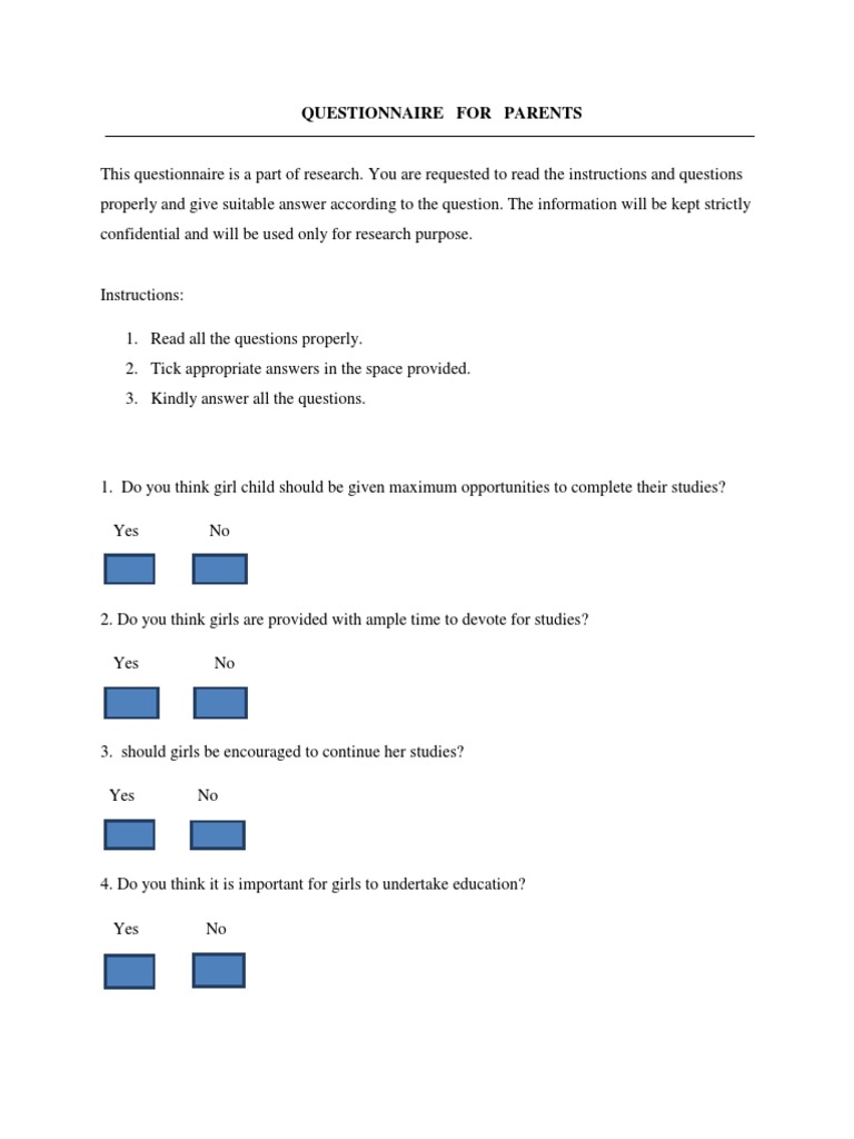 Questionnaire For Parents | PDF | Questionnaire | Social Psychology