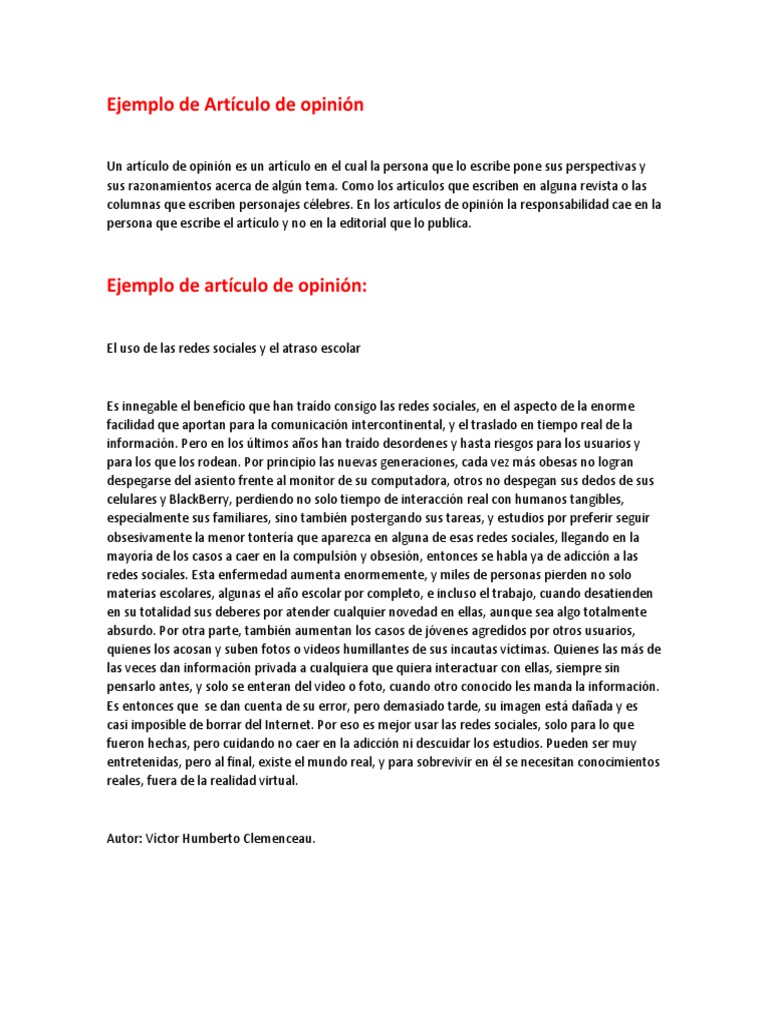 Ejemplo de Artículo de Opinión | PDF