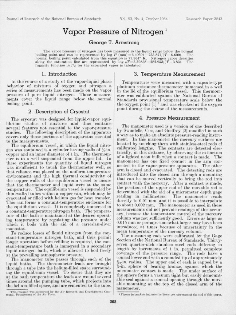 Nitrogen Gas and Its Properties | PDF | Pressure | Density