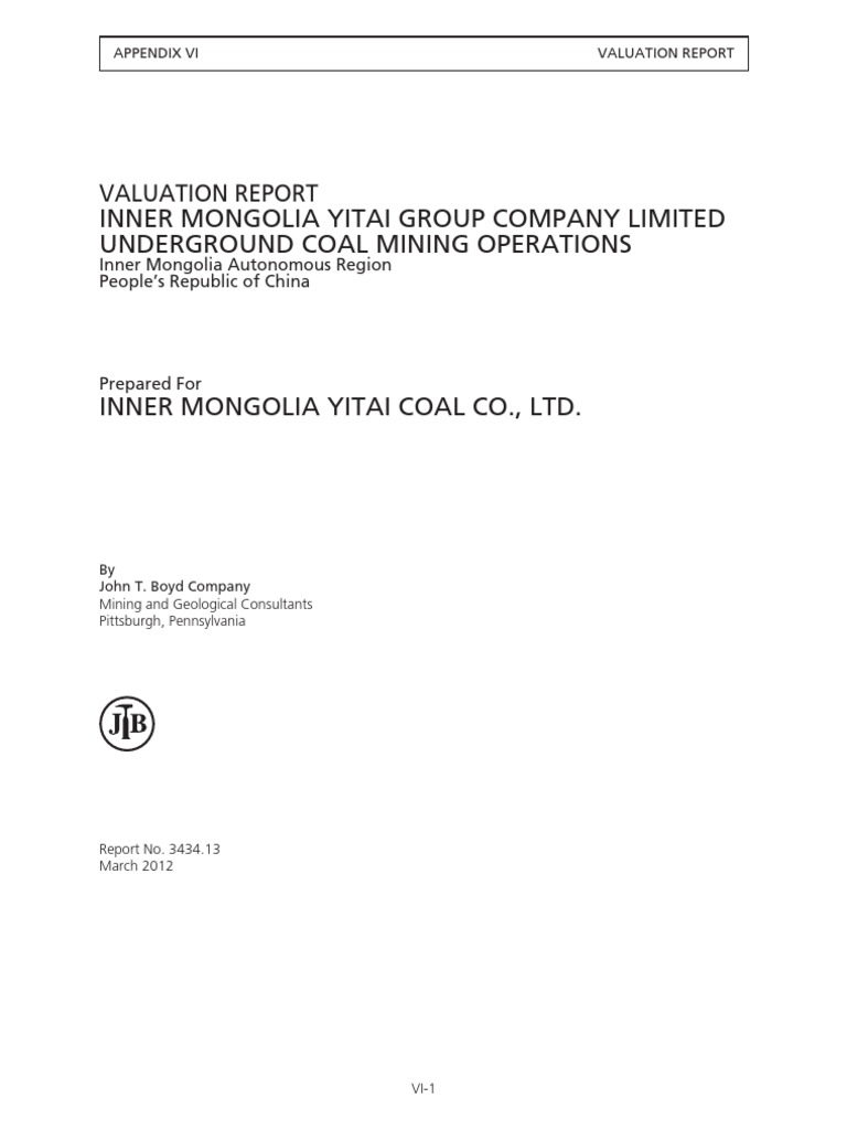 Valuation Report of Coal Mining | PDF | Depreciation | Finance (General)
