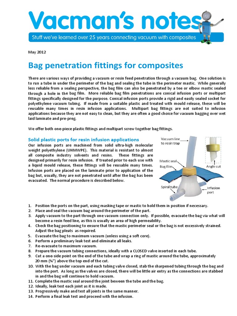 Vacuum Bag Fittings Overview | PDF | Composite Material | Manmade Materials