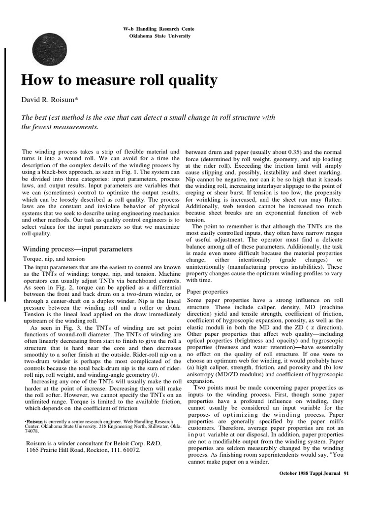 How To Measure Roll Quality | Download Free PDF | Mathematical ...