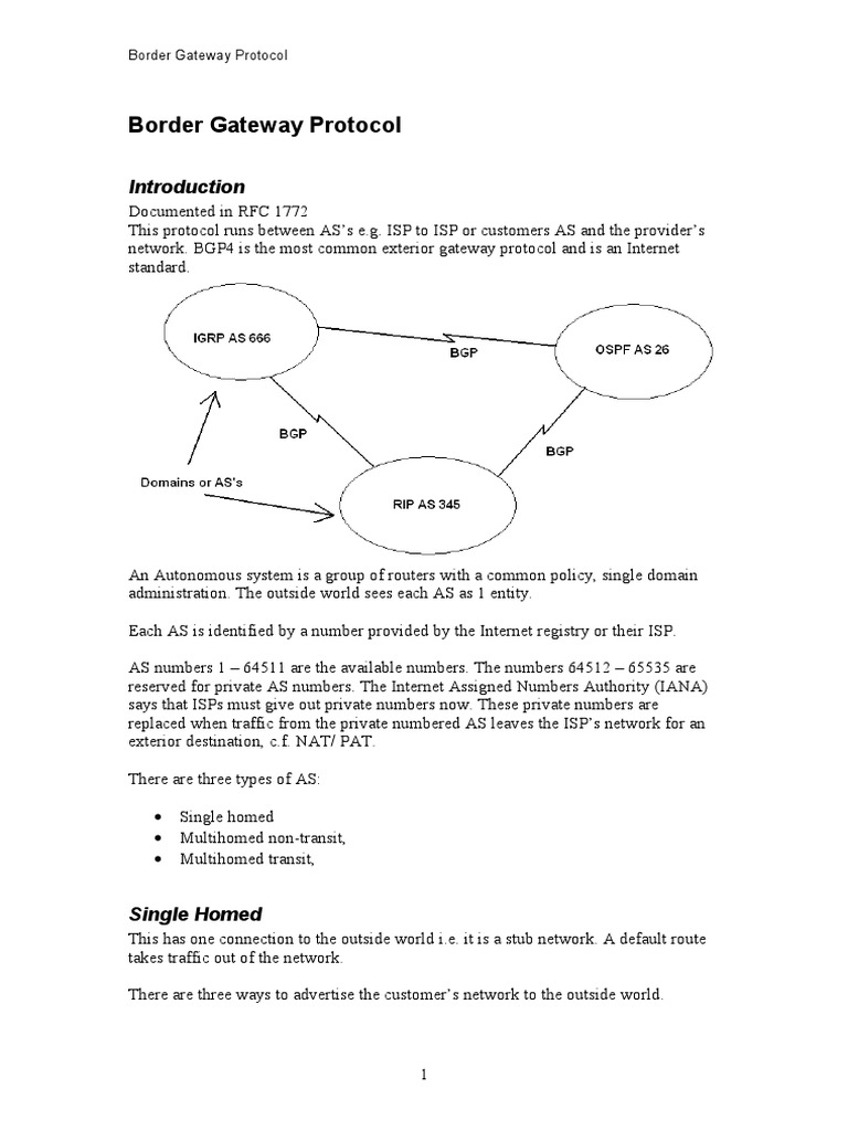 Border Gateway Protocol | PDF | Router (Computing) | Network Protocols