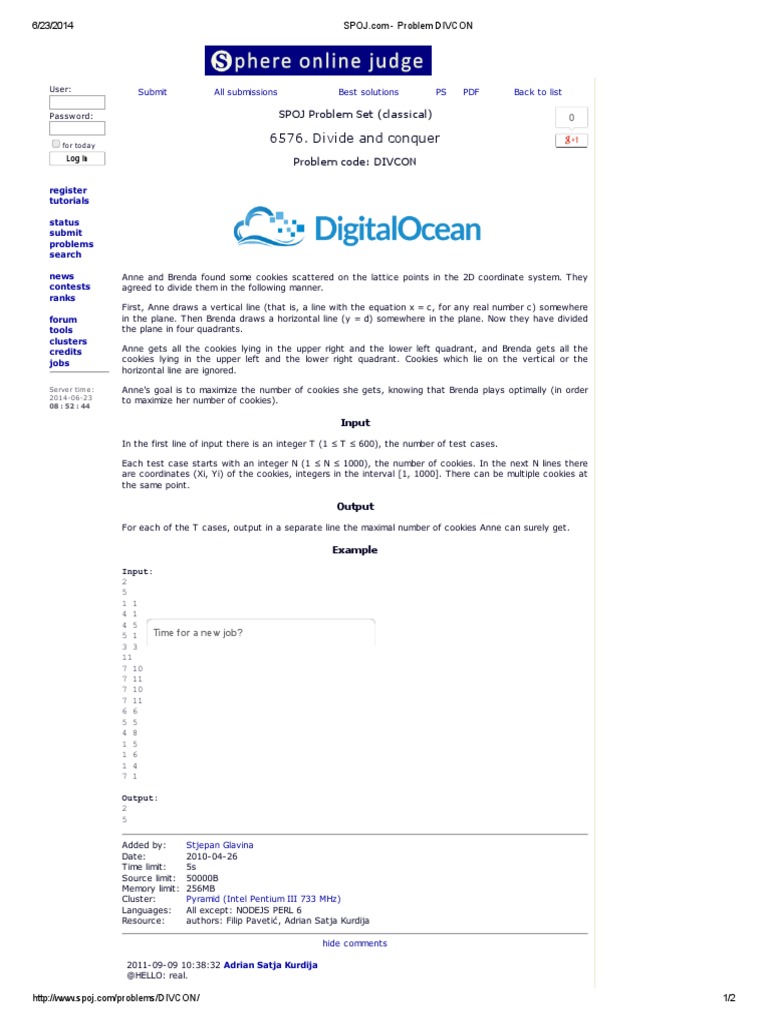 SPOJ | PDF | Http Cookie | Areas Of Computer Science