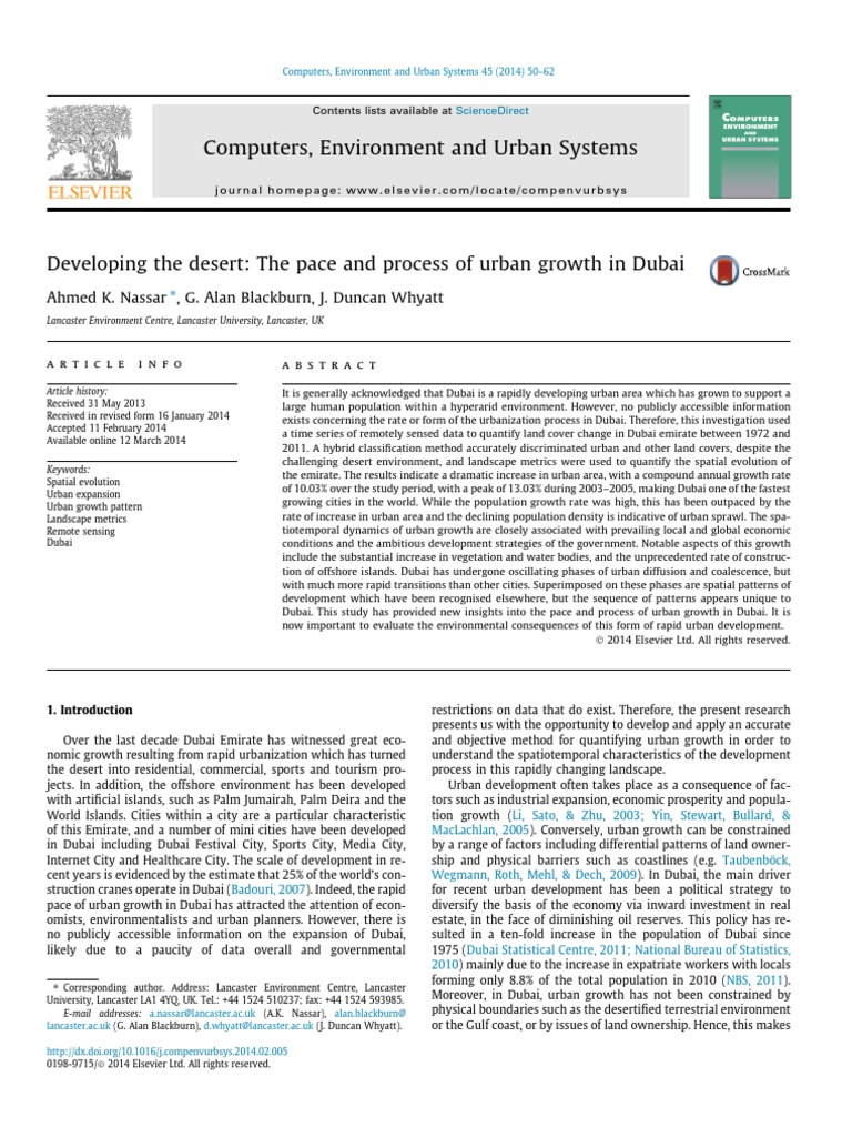 Developing The Desert The Pace and Process of Urban Growth in Dubai ...
