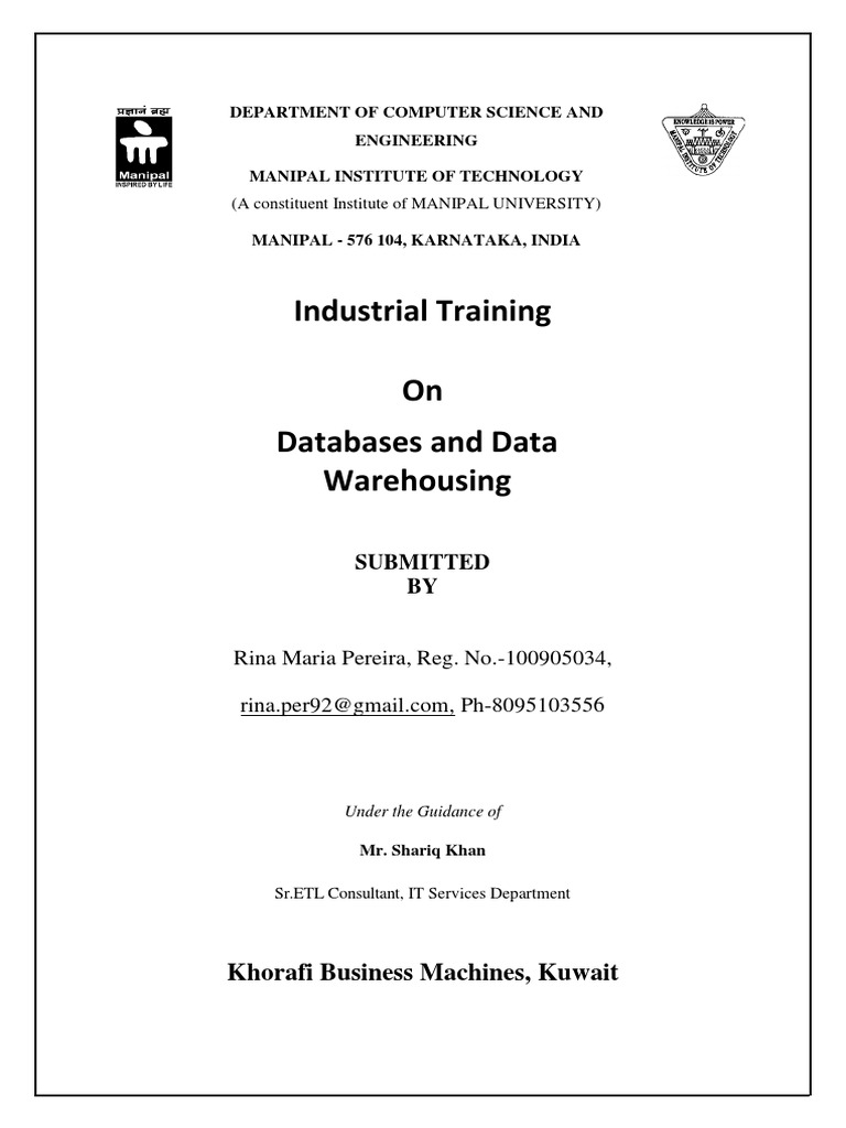Internship Report Pdf Data Warehouse Databases 