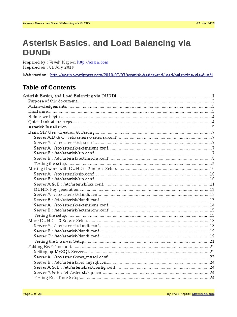 Asterisk Basics Load Balancing Dundi Vivek Kapoor | PDF | Telecommunications | Computer Networking