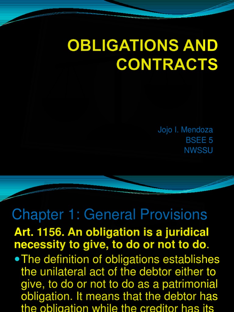 Obligation and Contracts Pp t | Law Of Obligations | Misrepresentation