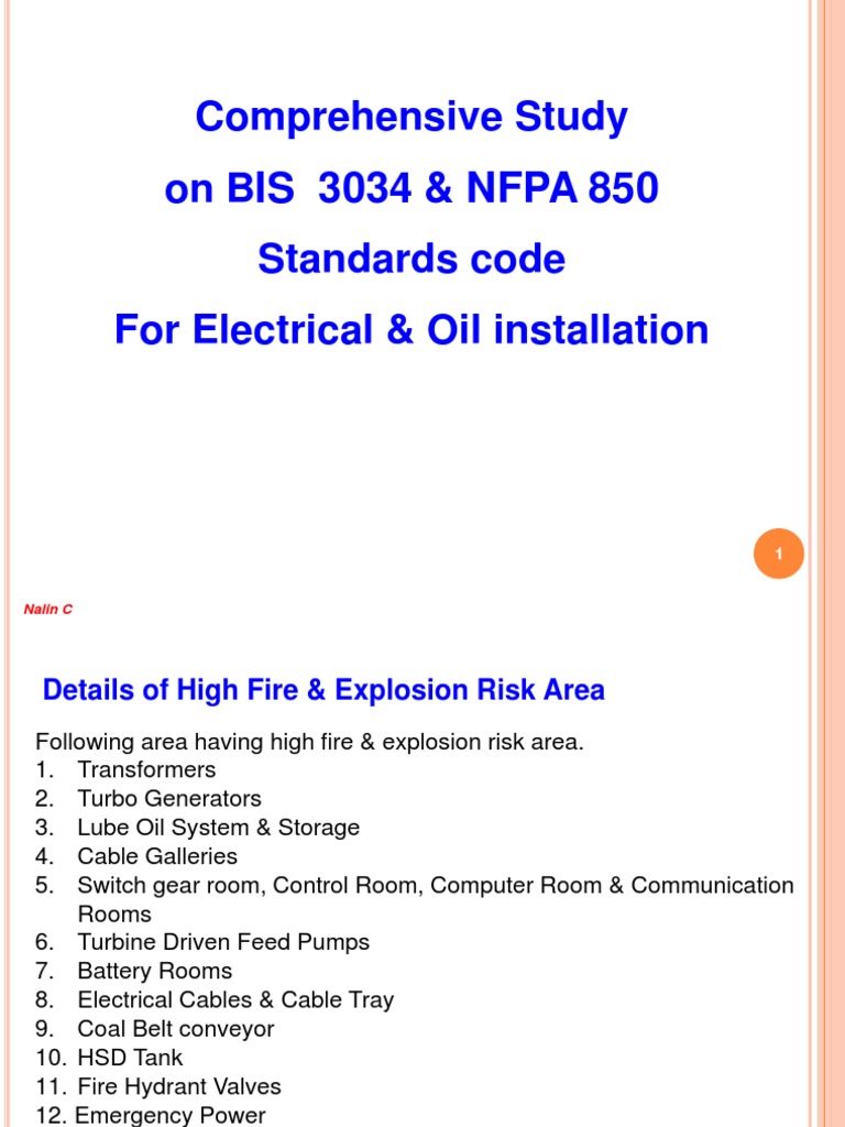 Comparison - BIS Code 3034 & NFPA Code 850 | PDF | Fire Sprinkler ...