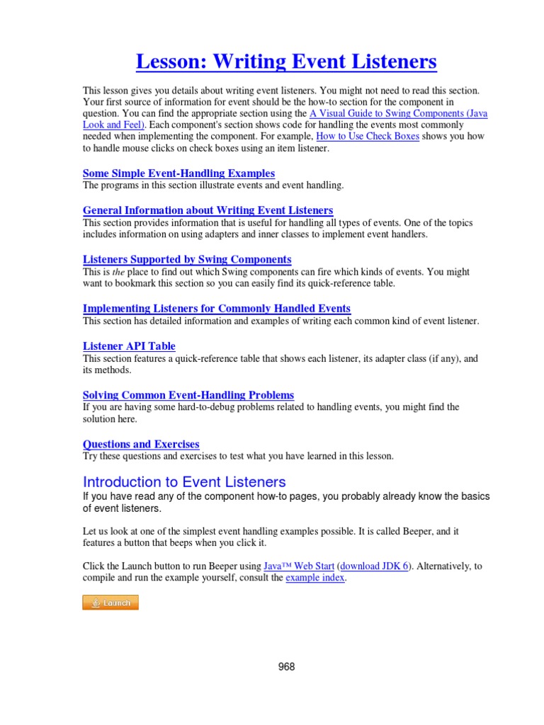 Writing Event Listeners Pdf Class Computer Programming Method Computer Programming
