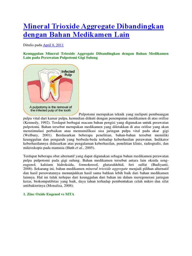 Mineral Trioxide Aggregate Dibandingkan Dengan Bahan Medikamen | PDF