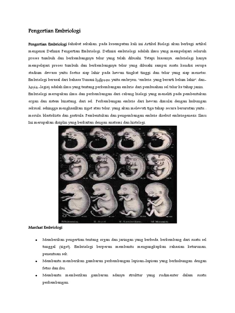 Pengertian Embriologi | PDF