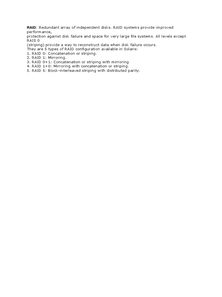 Understanding RAID Configurations in Solaris | PDF | Computers