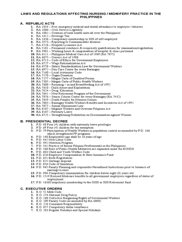 Laws and Regulations Affecting Nursing | PDF | Nursing | Labor