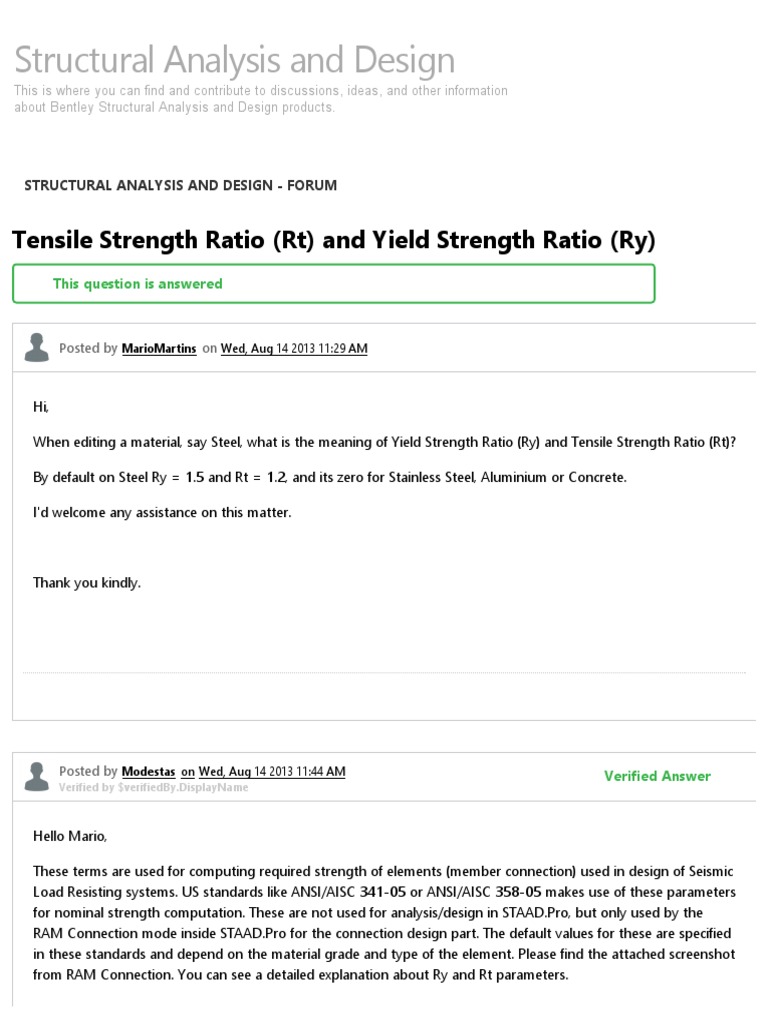 Tensile Strength Ratio (RT) and Yield Strength Ratio (Ry) - Structural ...
