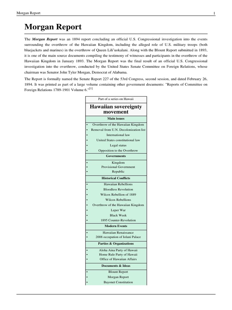 Morgan Report | PDF | Hawaii | Kingdom Of Hawaii