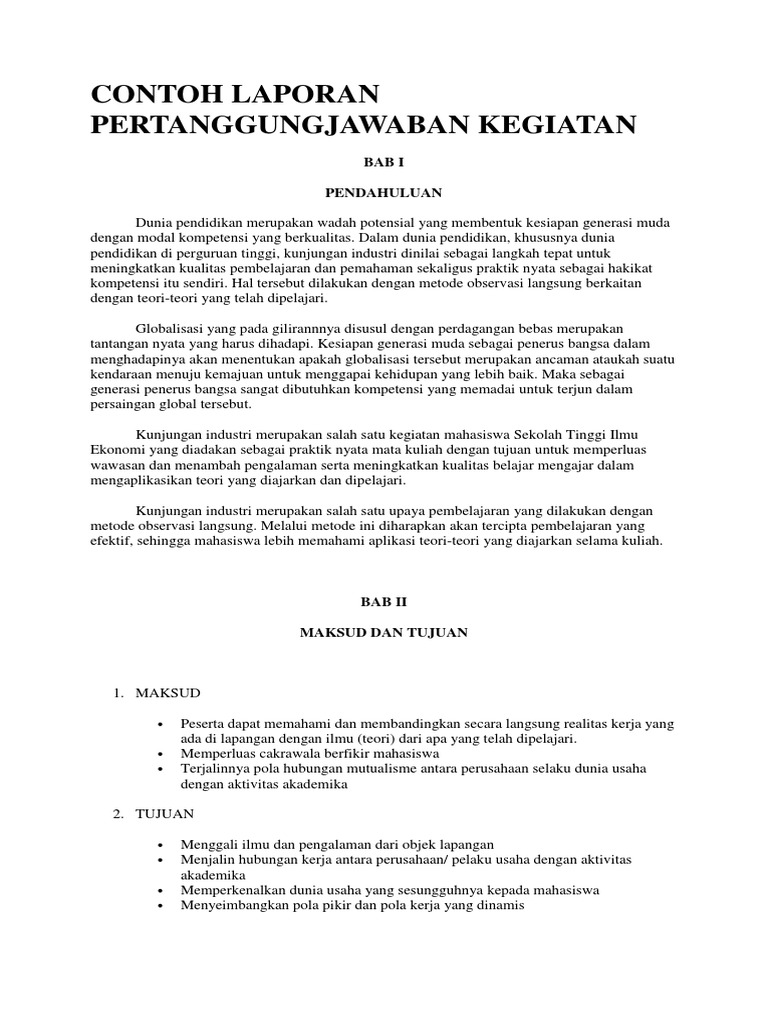Contoh Laporan Pertanggungjawaban Kegiatan | PDF