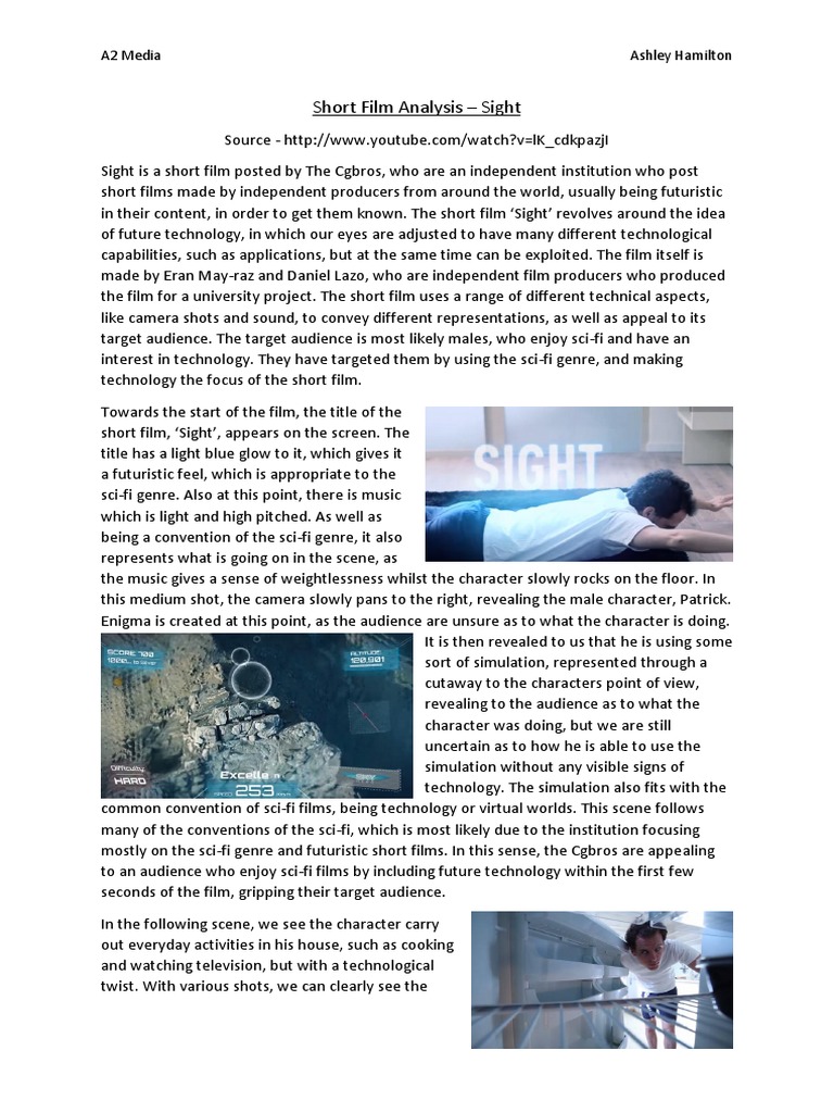 Analysis of the Short Film "Sight" | PDF | Science Fiction | Leisure