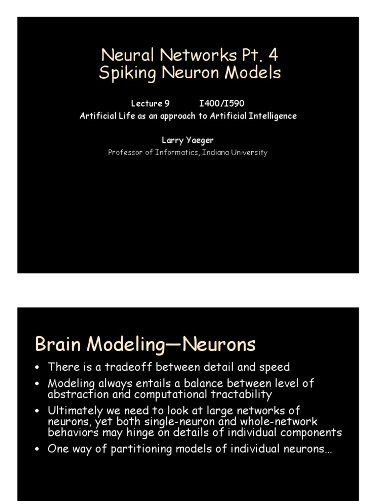 Neural Networks Pt. 4 Spiking Neuron Models | PDF | Action Potential ...