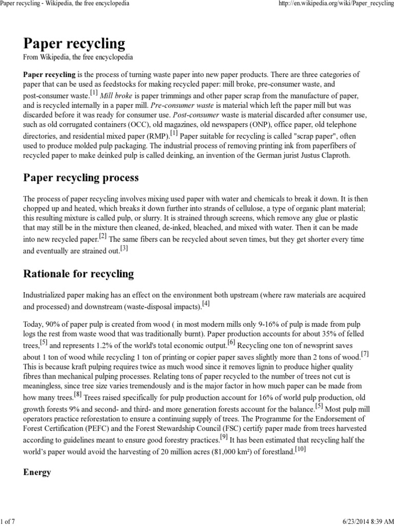 Paper Recycling - Wiki | PDF | Pulp (Paper) | Paper