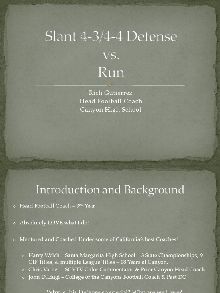 Slant Defense Vs Run | PDF | American Football | Gridiron Football