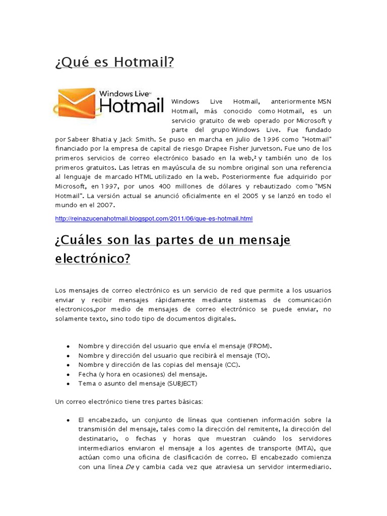 Qué Es Hotmail | PDF | Correo electrónico | Software