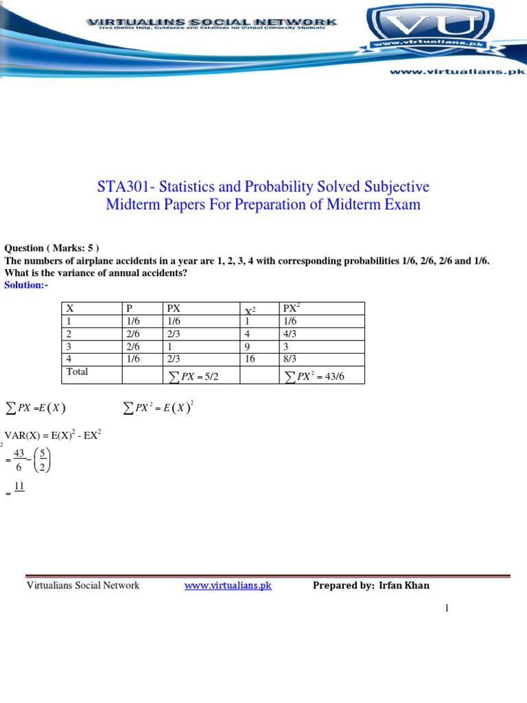 STA301 - Statistics and Probability Solved 301 | PDF | Skewness ...