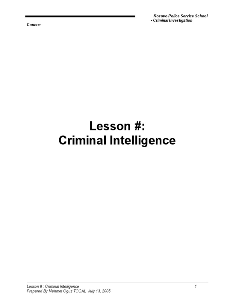 Criminal Intelligence Training for KPS | PDF | National Security ...