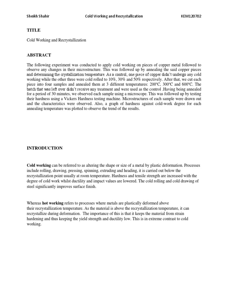 Cold Working | PDF | Annealing (Metallurgy) | Dislocation
