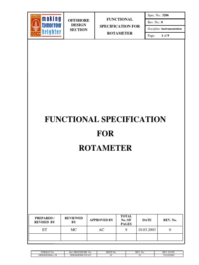 3206 - Rotameter | PDF | Specification (Technical Standard) | Flow ...
