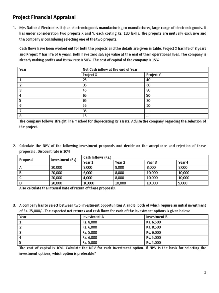 Project Financial Appraisal and Selection | PDF | Depreciation | Net ...