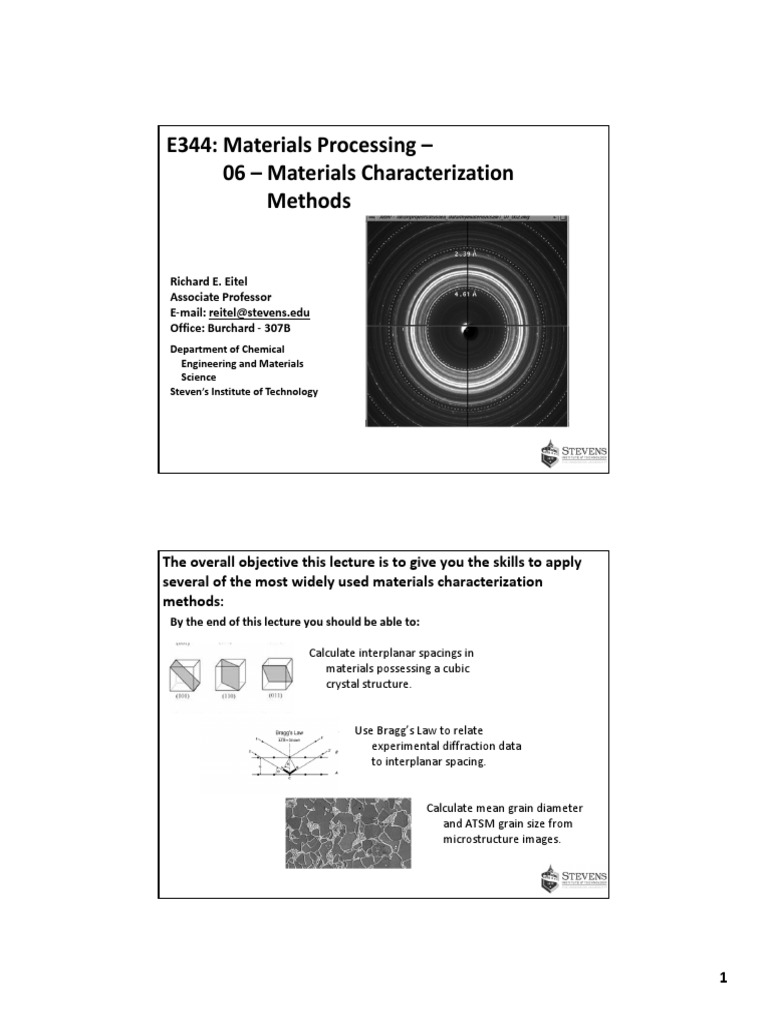 E344: Materials Processing - 06 - Materials Characterization Methods ...