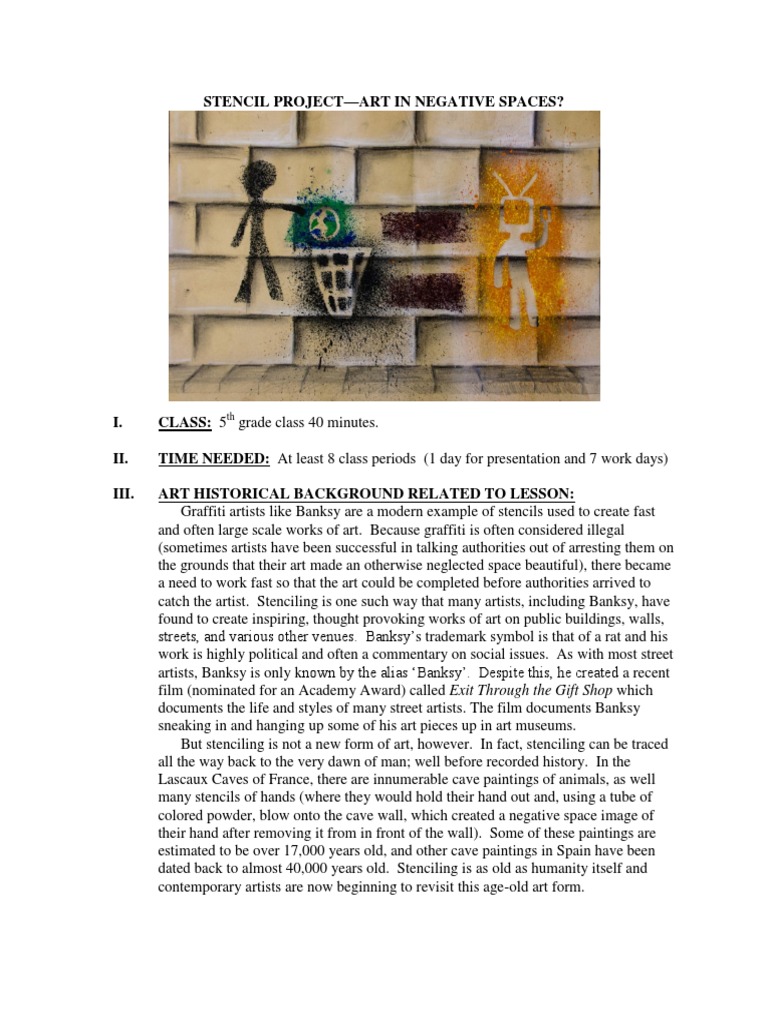 Lesson Plan 5th Grade Stenciling | PDF | Graffiti | Street Art