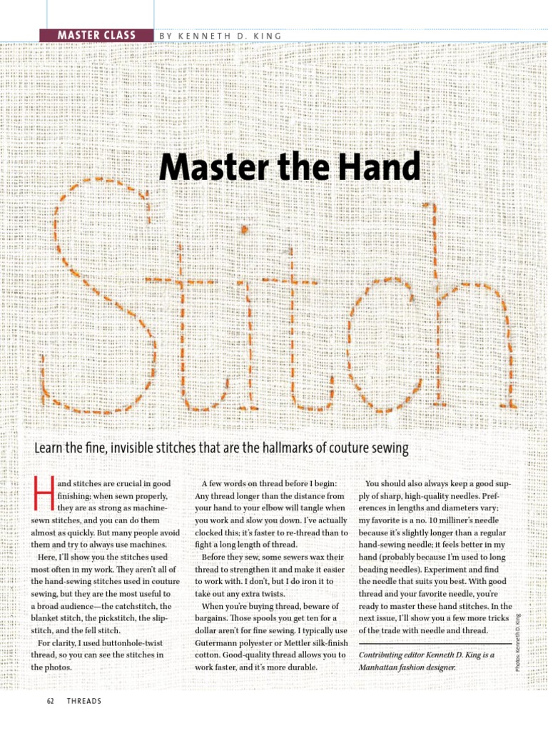 Master The Hand Stitch | PDF | Seam (Sewing) | Sewing
