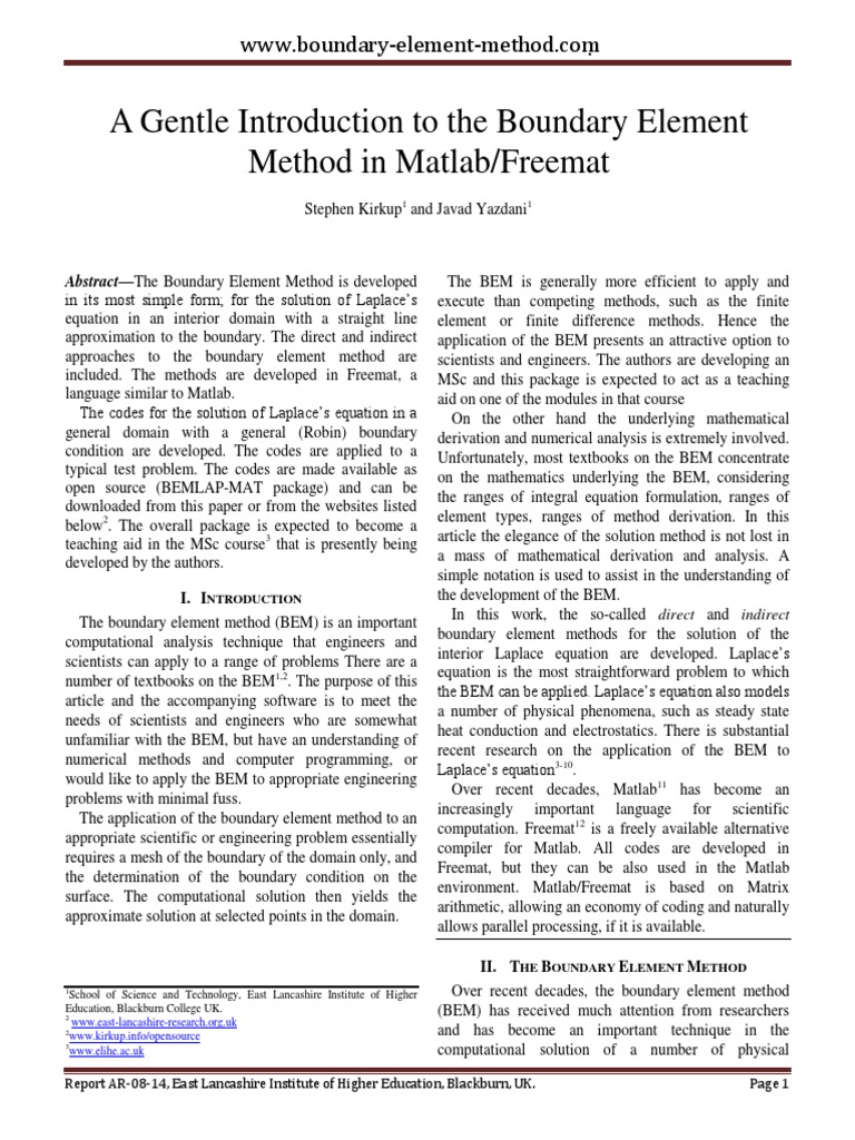 Bem Matlab Freemat Pdf Boundary Element Method Finite Element Method