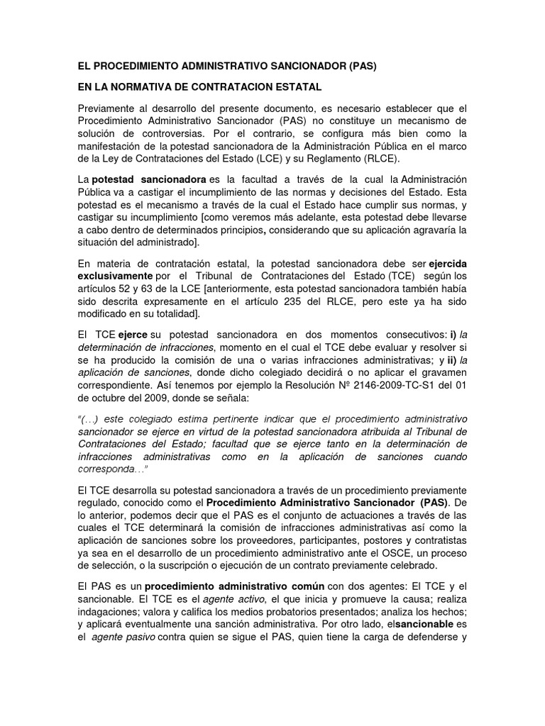 El Procedimiento Administrativo Sancionador | PDF | Estatuto de limitaciones | Regulación