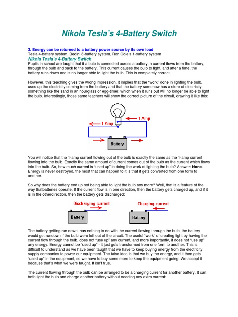 Nikola Tesla’s 4-Battery Switch | Battery (Electricity) | Electric ...