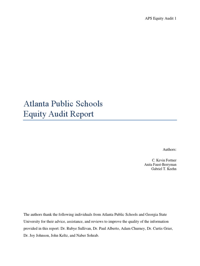 Atlanta Public Schools - Equity Audit Report Final | PDF | Race And ...