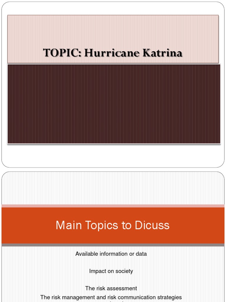 Huricane Katrina Presentation | PDF | Hurricane Katrina | Risk Management