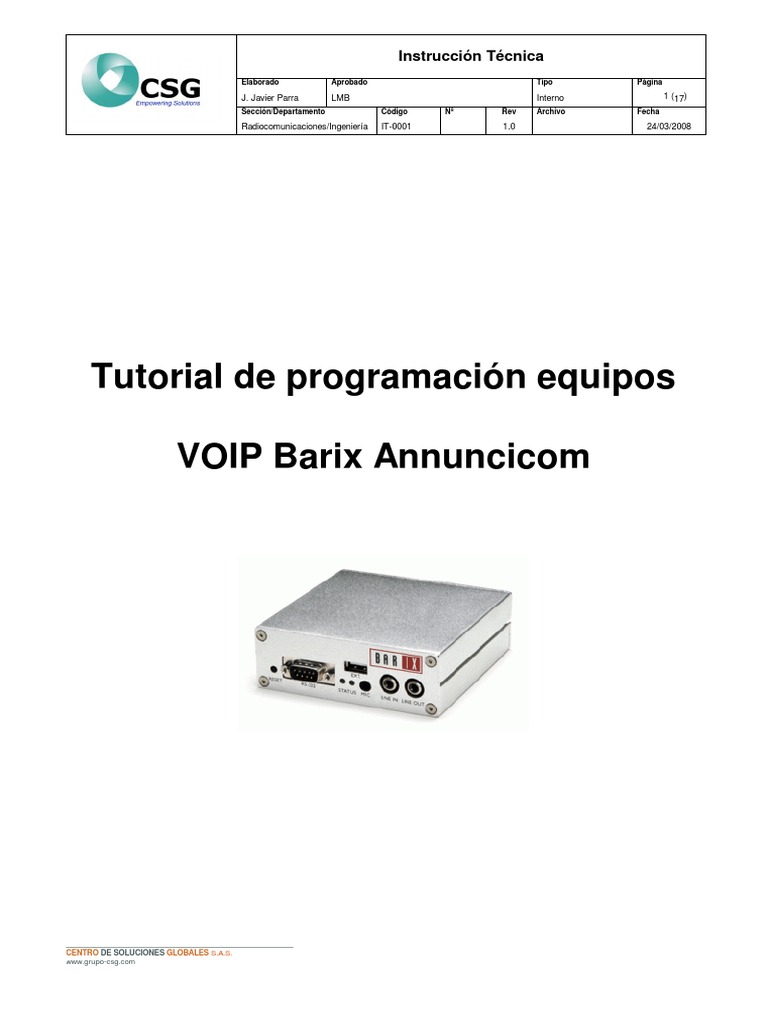 Tutorial de Programación Módulos VOIP Barix Annuncicom | PDF | Voz sobre IP | Red de computadoras