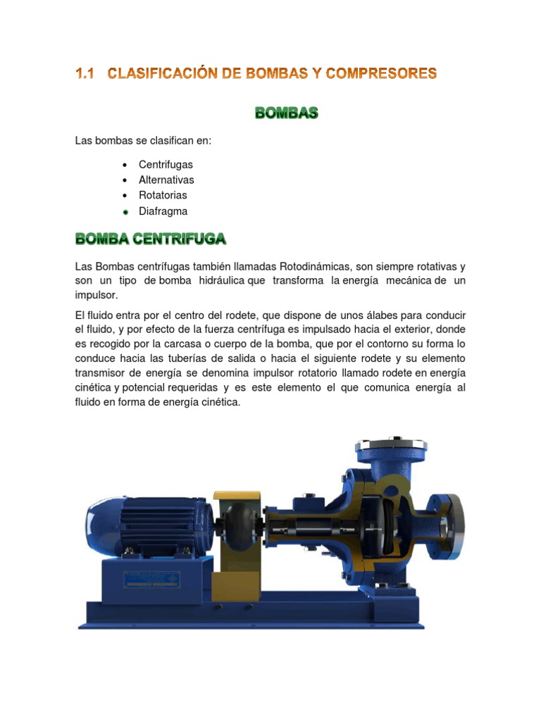 Clasificación de Bombas y Compresores | Descargar gratis PDF | Bomba ...