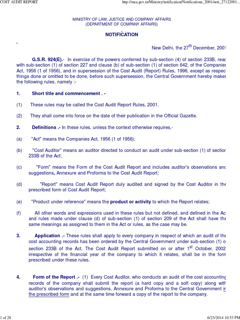 COST AUDIT REPORT Meaninng of Value Addition | PDF | Financial Audit ...