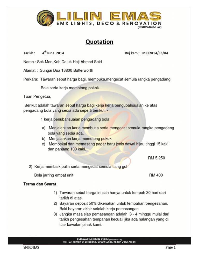 Quotation - Mat SMKDHcAS | PDF