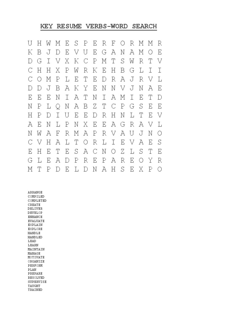 Key Resume Action Verbs List | PDF