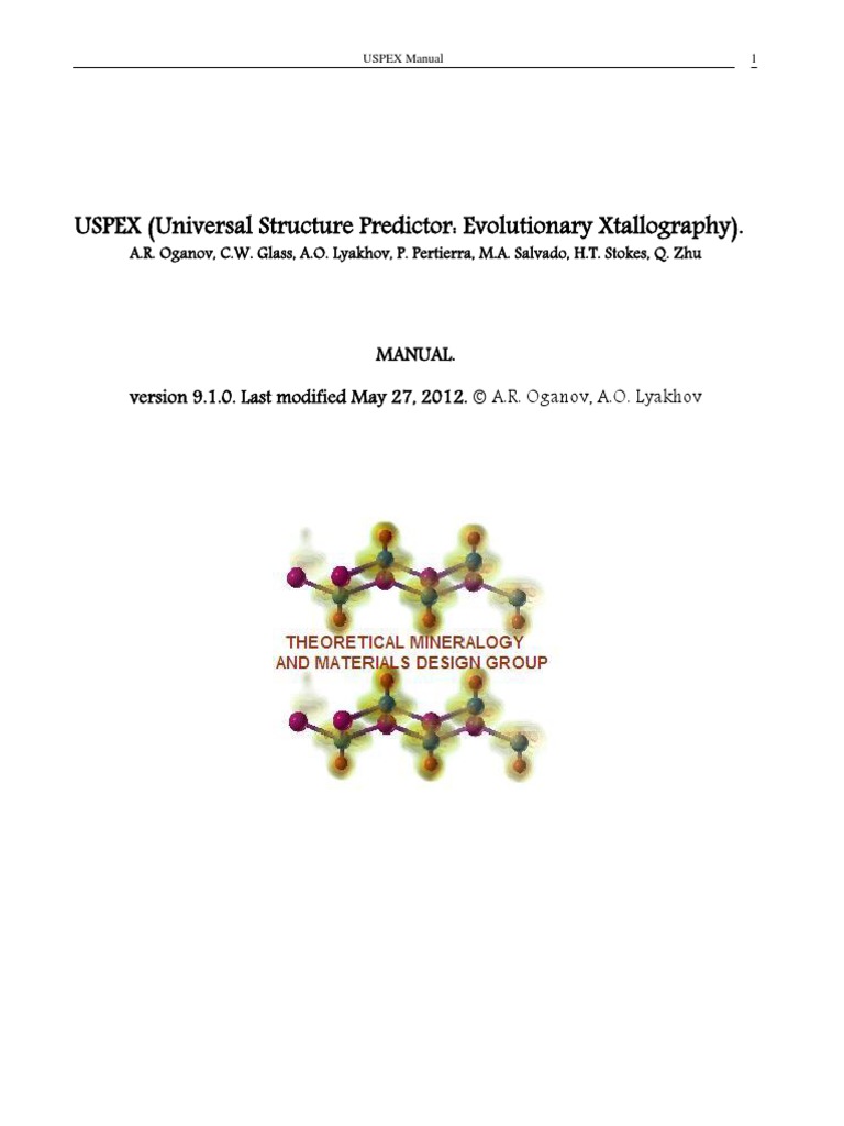 USPEX Manual 9.1.0 Release | PDF | Crystal Structure | Density ...