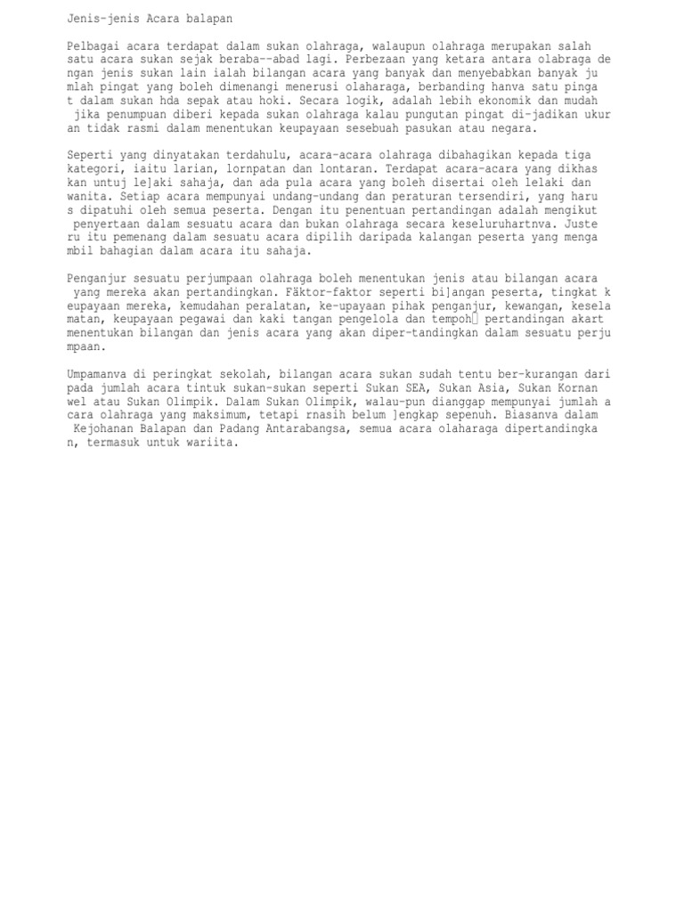 Jenis-Jenis Acara Balapan | PDF